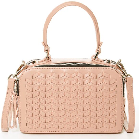 Susu | Bags | Susu Handbags Kayla Pink Woven Leather Bag | Poshmark